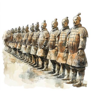 16 Terracotta Warrior Watercolor Clipart Ancient Chinese Army ...