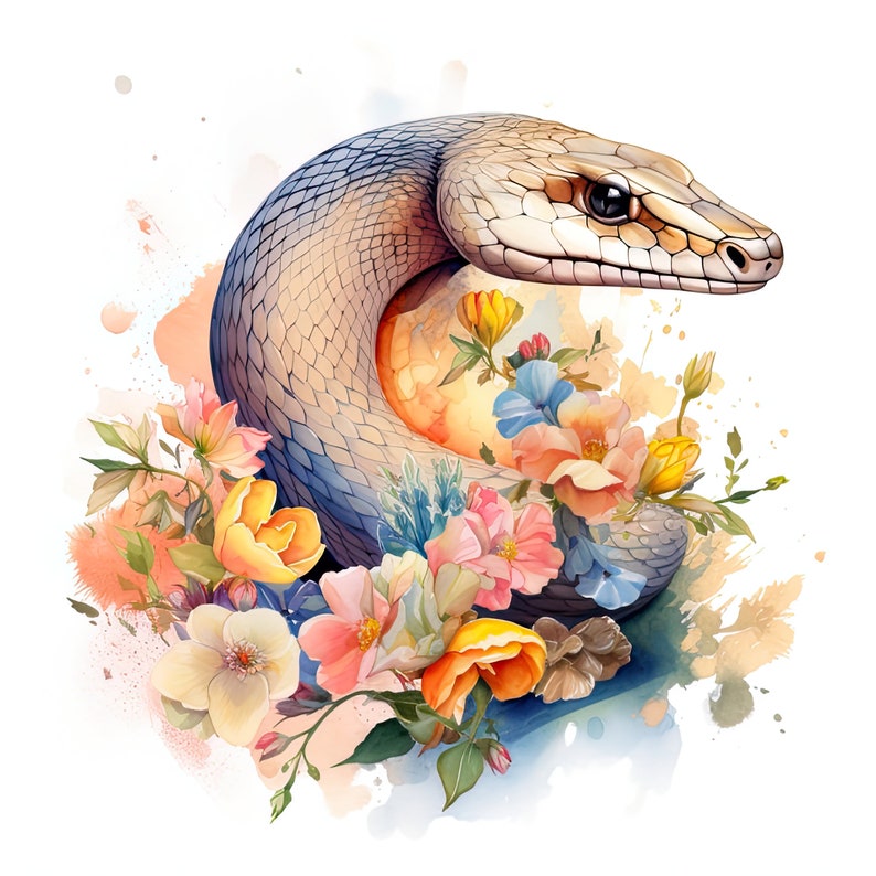Taipan Snake With Flowers PNG Clipart, Snake Flowers Illustration ...