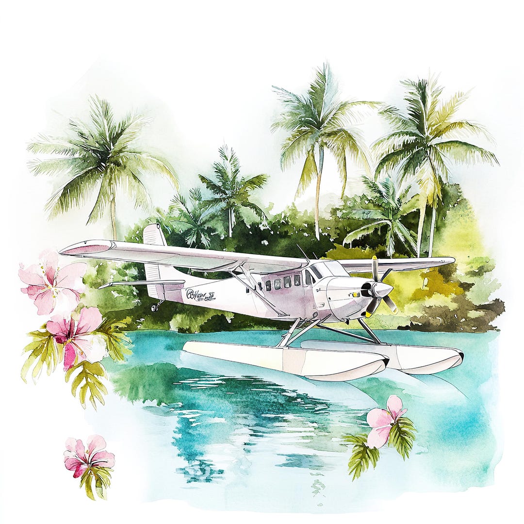 16 Gorgeous Watercolor Seaplane Clipart Images High-quality Jpgs of ...