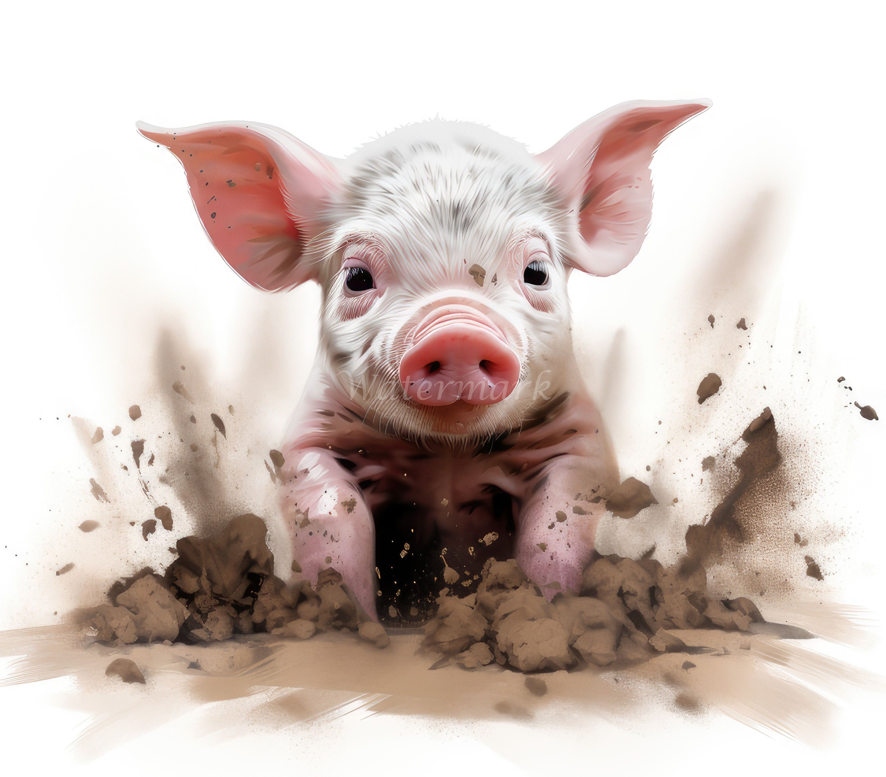 Piglet in Mud Clipart 12 High Quality Jpgs Muddy Pig - Etsy
