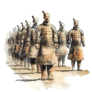 16 Terracotta Warrior Watercolor Clipart Ancient Chinese Army ...