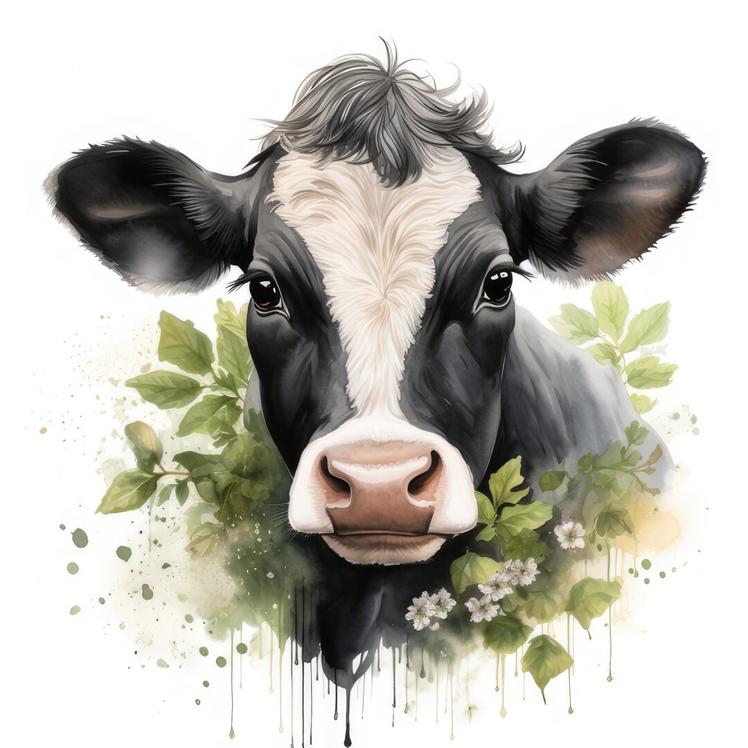 Cute Cow Clipart, 21 High Quality Jpgs 300 DPI Digital Prints Digital ...