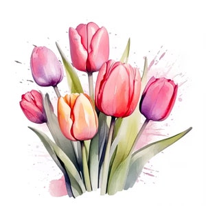 Tulips Clipart 12 High Quality Jpgs, Tulip Flower Clip Art Digital ...
