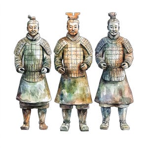16 Terracotta Warrior Watercolor Clipart Ancient Chinese Army ...