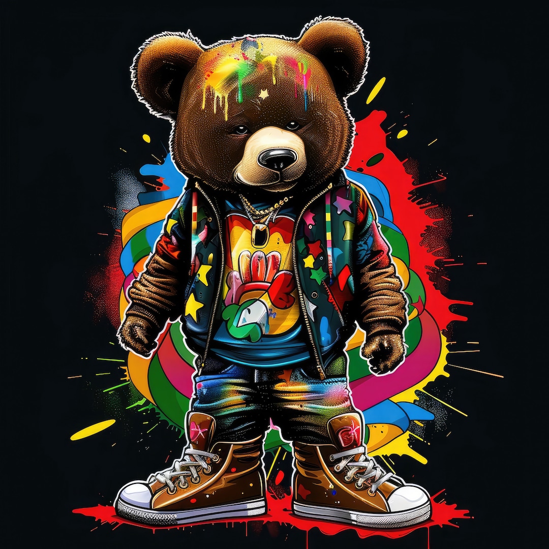 Teddy Bear PNG for Dtf Png, Png Designs for Shirt, Hiphop Png, Png for ...