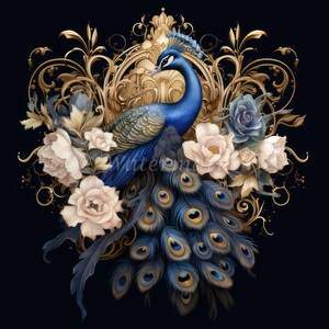 Peacock and Flowers Clipart, 12 High Quality Jpgs | 300 DPI Digital ...