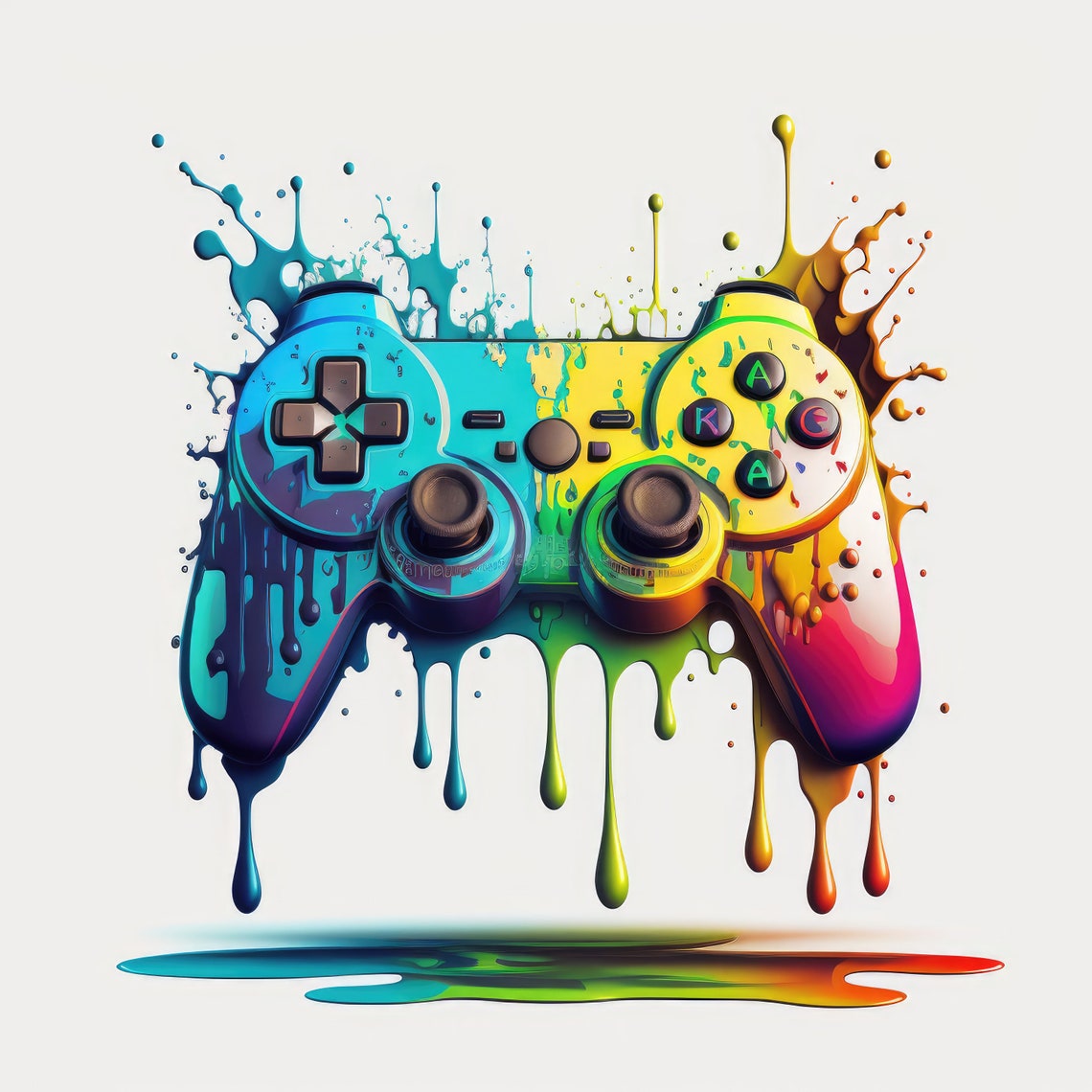 Colorful Video Game Controller Clipart: High-resolution Jpgs (digital ...