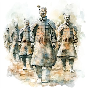 16 Terracotta Warrior Watercolor Clipart Ancient Chinese Army ...