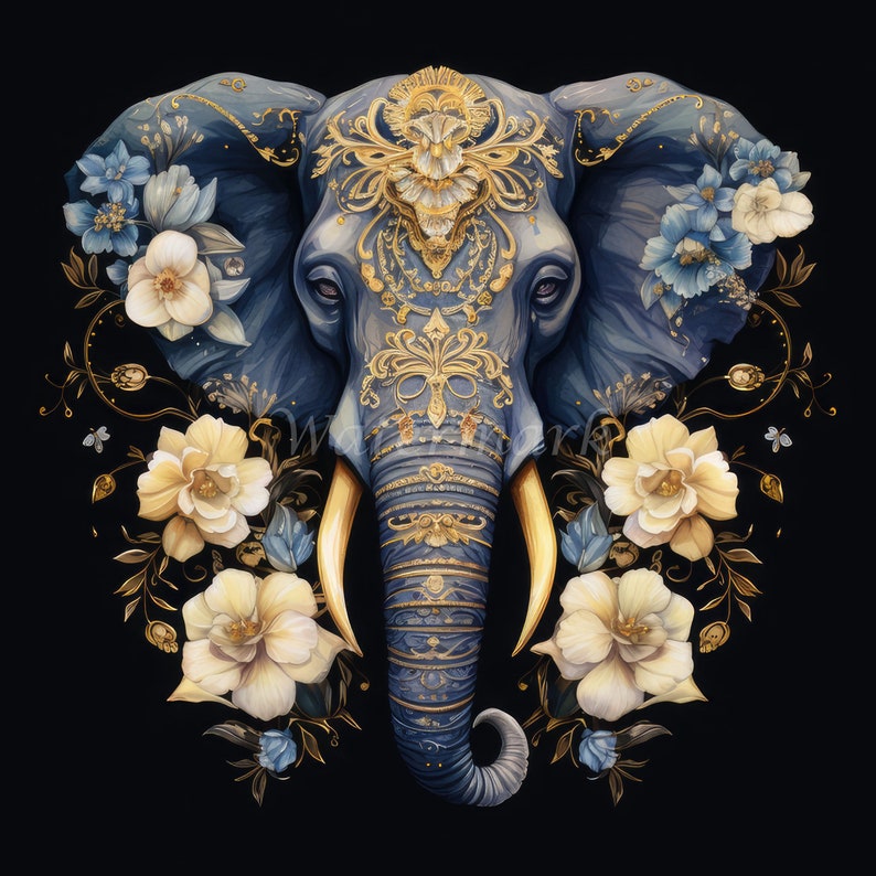 Elephant and Roses Clipart, 12 High Quality Jpgs | 300 DPI Digital ...