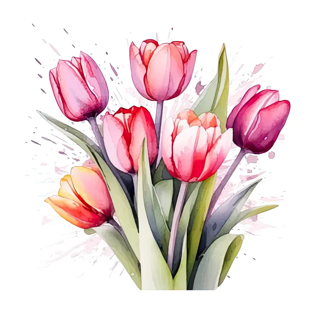 Tulips Clipart 12 High Quality Jpgs, Tulip Flower Clip Art Digital ...