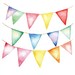 Watercolor Bunting Flags Clipart Bundle, 16 High Quality JPG Images ...