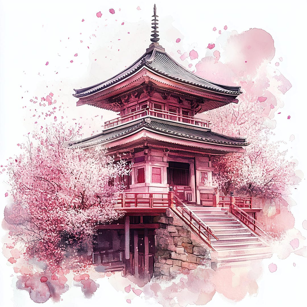 Pretty Japanese Temple Clipart | 22 High-resolution Jpgs, Cherry ...