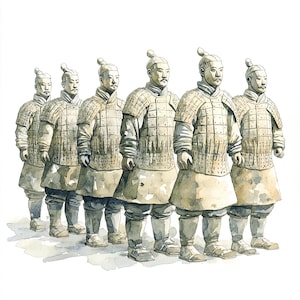 16 Terracotta Warrior Watercolor Clipart Ancient Chinese Army ...