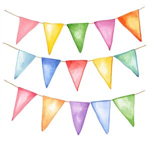 Watercolor Bunting Flags Clipart Bundle, 16 High Quality JPG Images ...