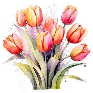 Tulips Clipart 12 High Quality Jpgs, Tulip Flower Clip Art Digital ...