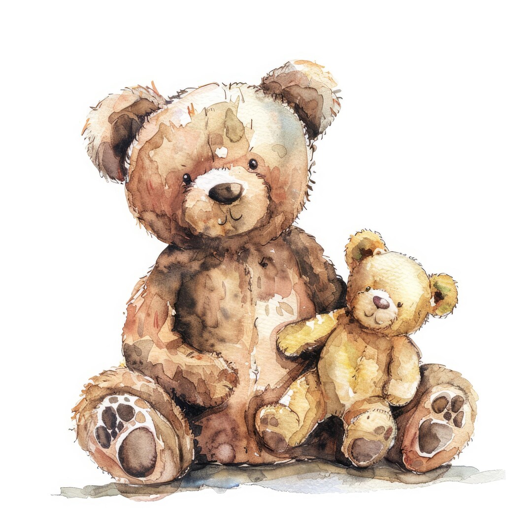 Cute Watercolor Bears Clipart – 20 Adorable JPG Images, Baby Animals ...