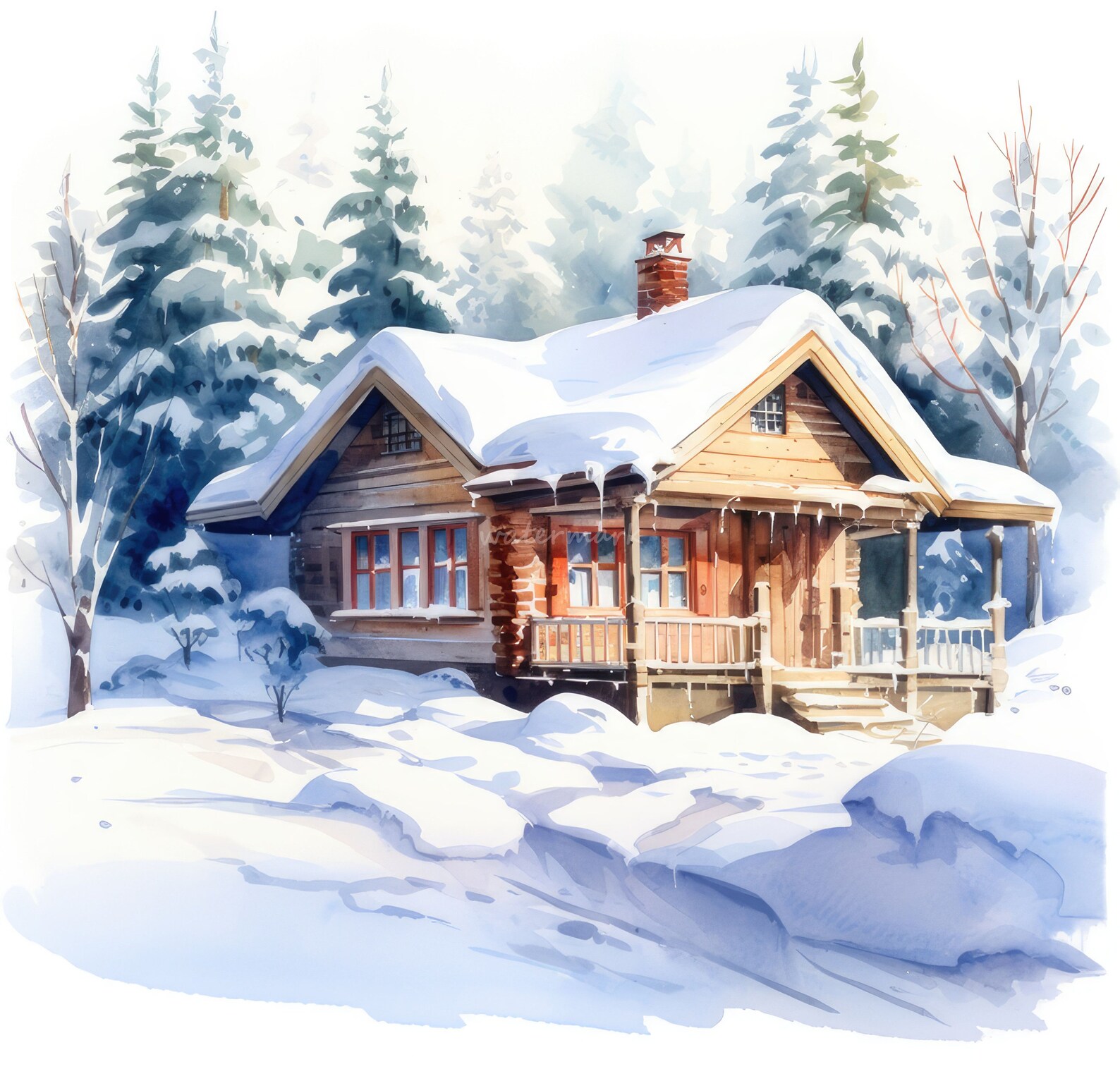 Snow Log Cabin Clipart, 10 High Quality Jpgs, House Clip Art Graphics ...