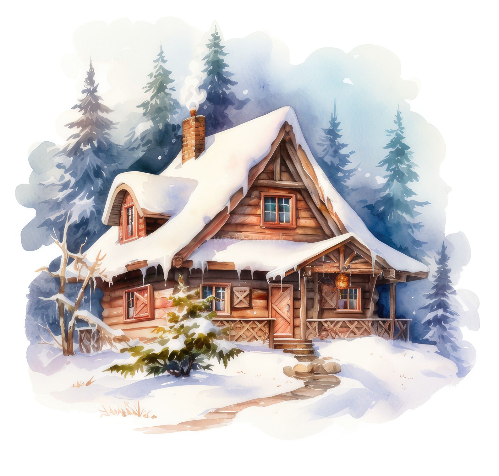 Snow Log Cabin Clipart, 10 High Quality Jpgs, House Clip Art Graphics ...