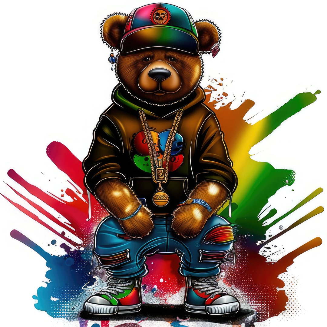 Teddy Bear for Dtf, Tie Dye Designs for Shirt, Hiphop Png, for ...