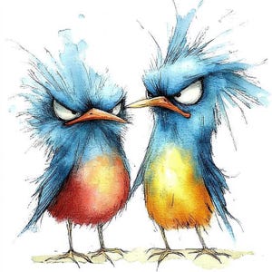 Whimsical Bird Clipart Bundle | 15 Funny Cute Bird Illustrations Jpgs ...