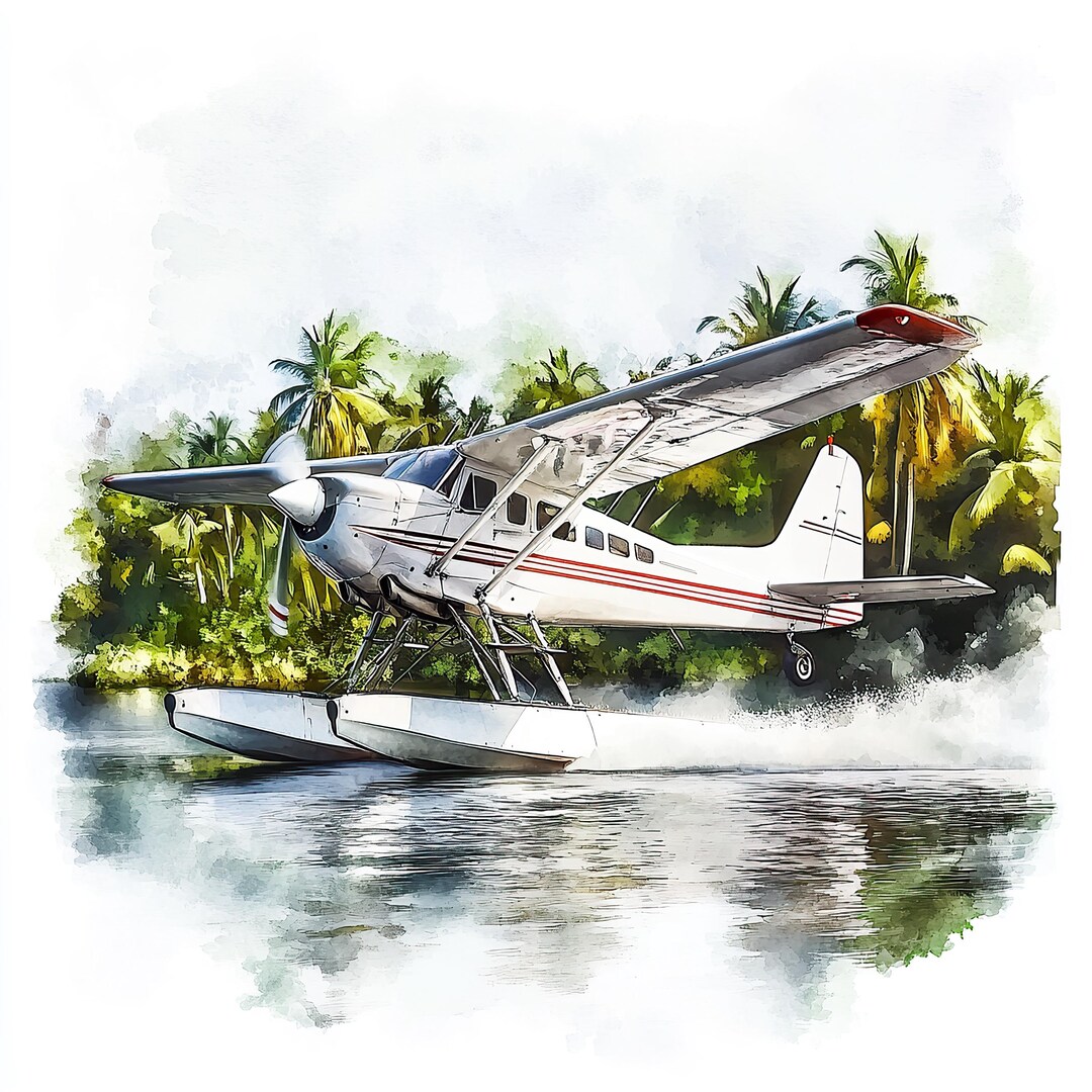 12 Watercolor Seaplane Clipart Images on the Water High Quality Digital ...