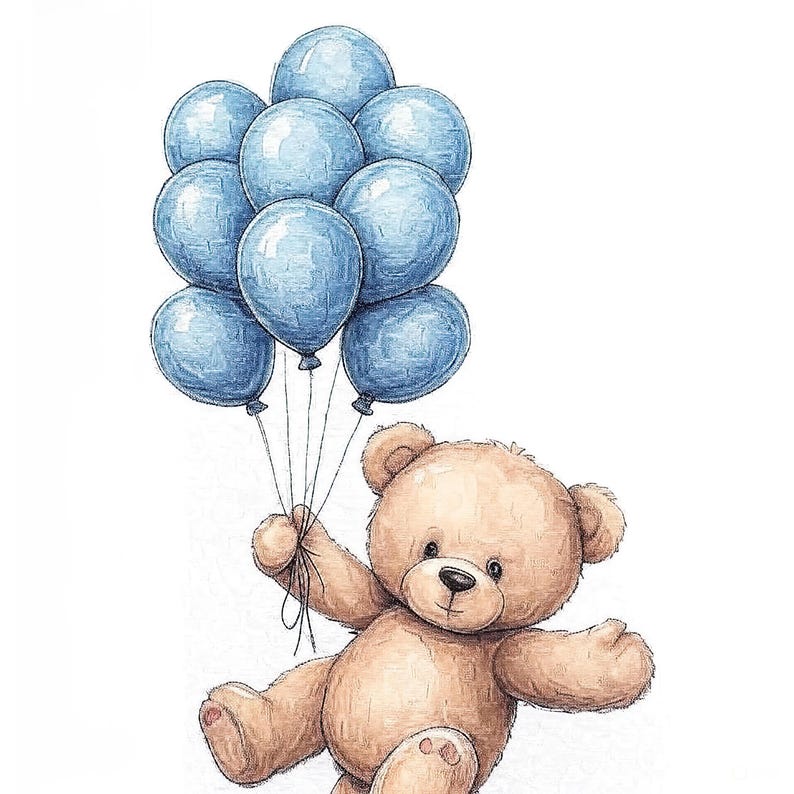 Teddy Bear Balloon Clipart: High-res PNG & JPG (digital Download) - Etsy