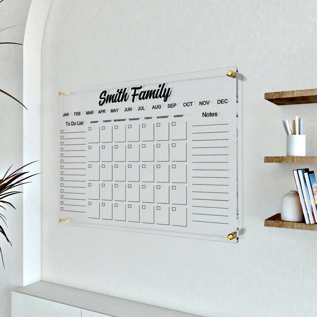 Personalized Acrylic Calendar for Home Scheduling and Organization, Dry ...
