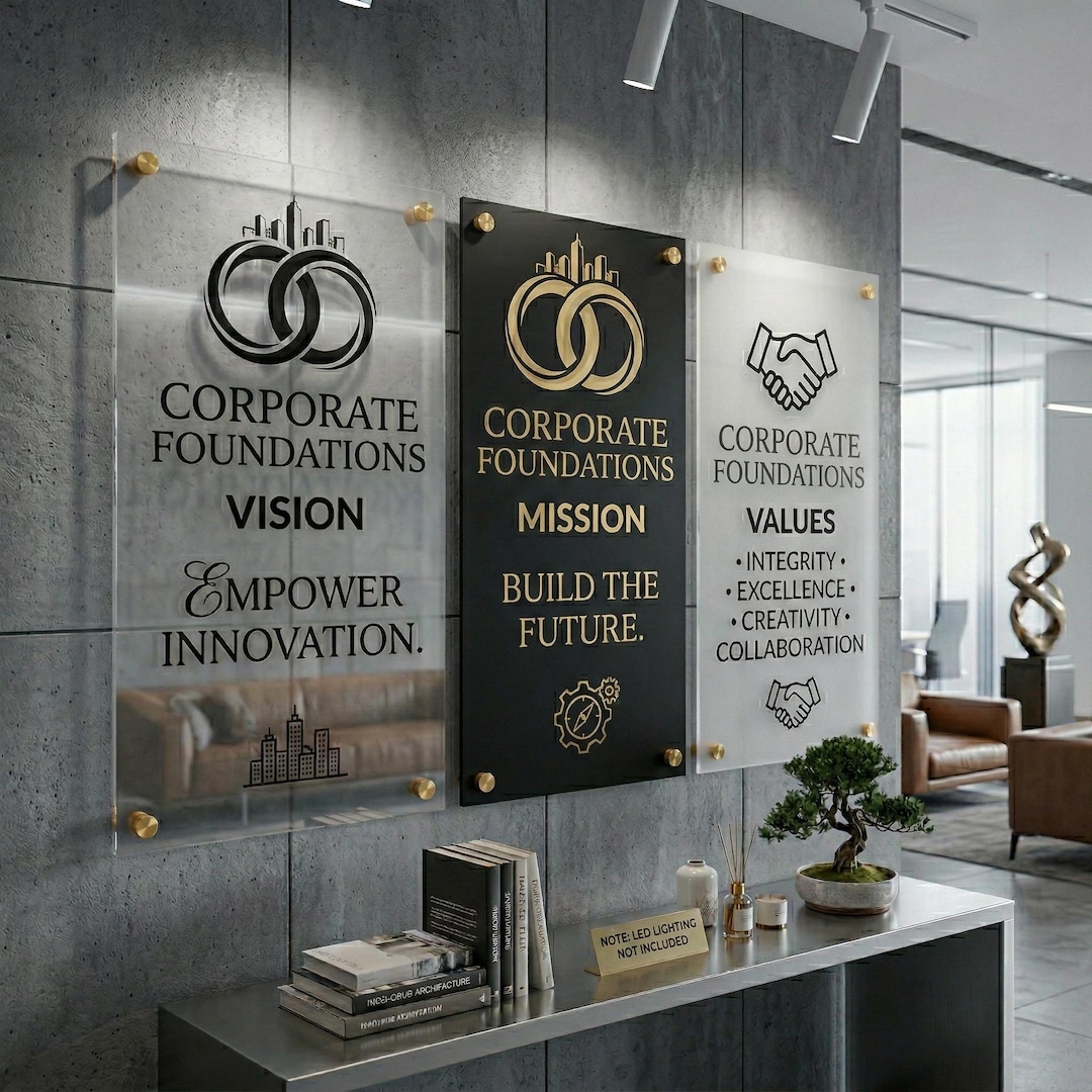 Custom Acrylic Mission Statement Sign, Professional Corporate Branding ...