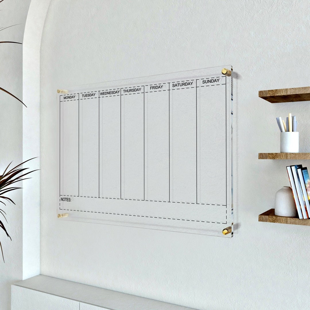 Minimalist Acrylic Calendar for Wall, Dry Erase Board for Weekly ...