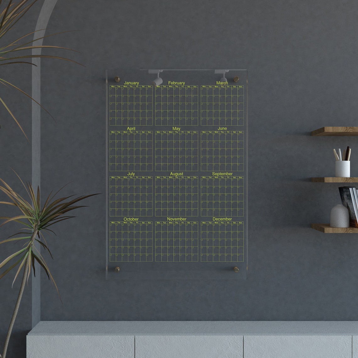 Personalized Acrylic Yearly Calendar, Vertical Dry Erase Wall Planner ...