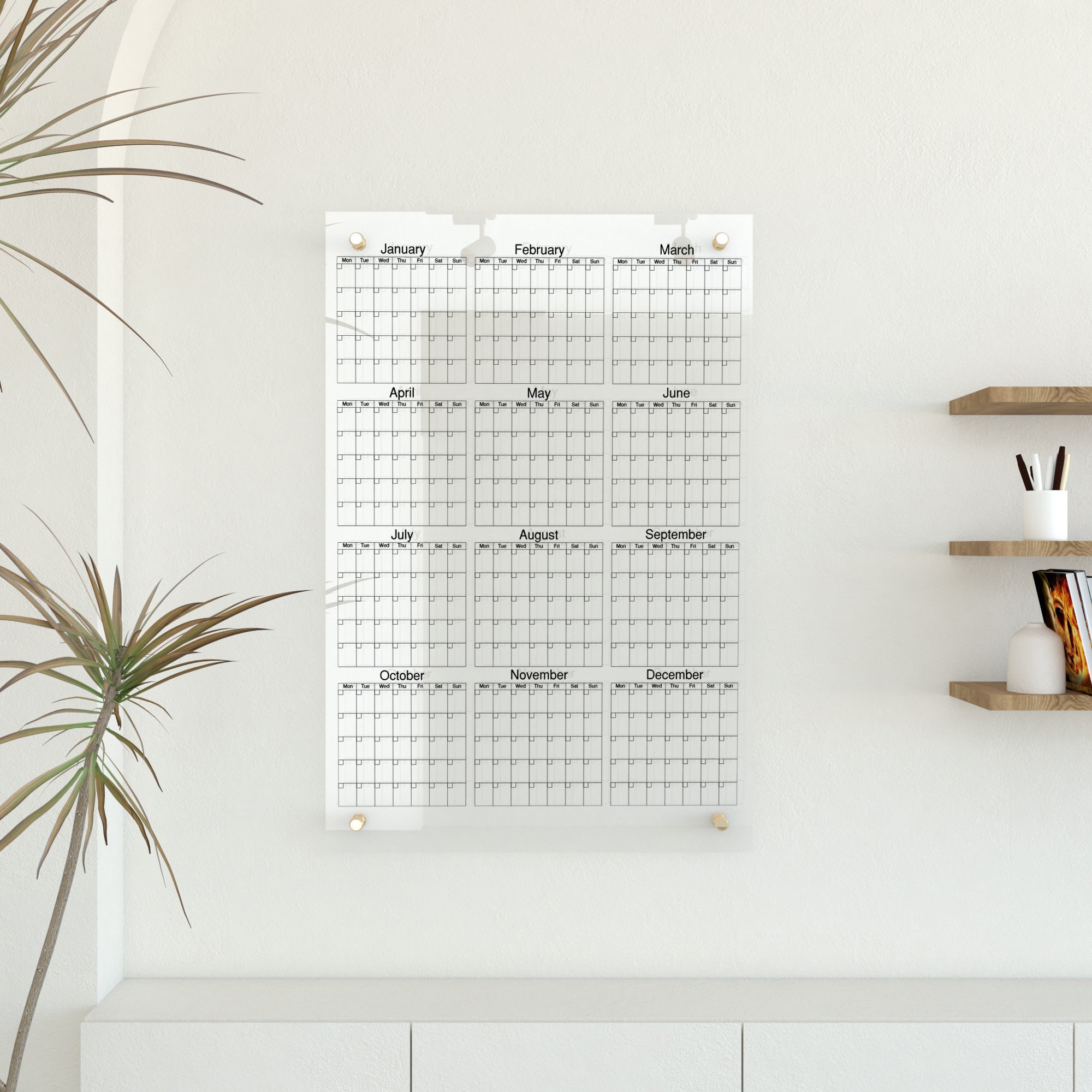 Personalized Acrylic Yearly Calendar, Vertical Dry Erase Wall Planner ...
