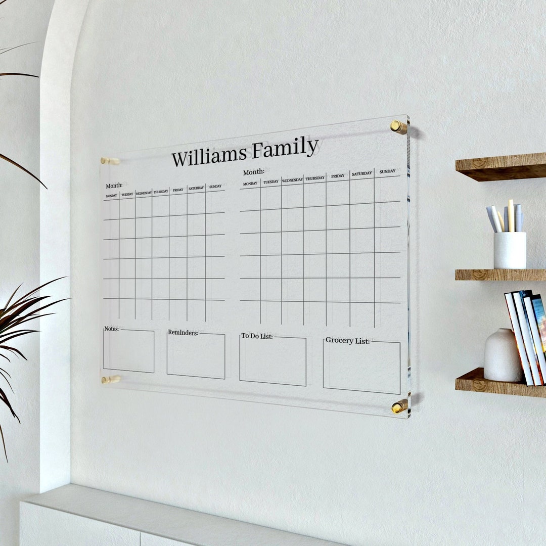 Acrylic Wall Calendar, Monthly Weekly Calendar, 2 Week Acrylic Family ...
