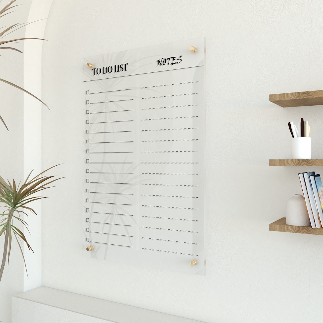 Acrylic to Do List for Wall, Dry Erase Board, Clear Acrylic Minimalist ...