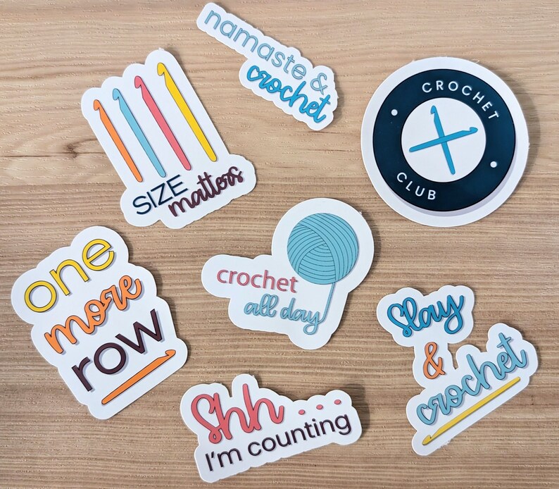 Crochet Lover Stickers, Crochet Sticker Pack, One More Row, Shh I'm ...