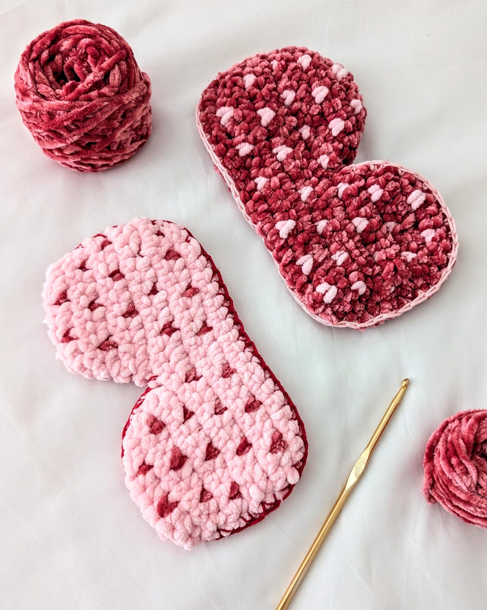Crochet Pattern - Eye / Sleep Mask With Hearts - I Heart Sleep Mask ...
