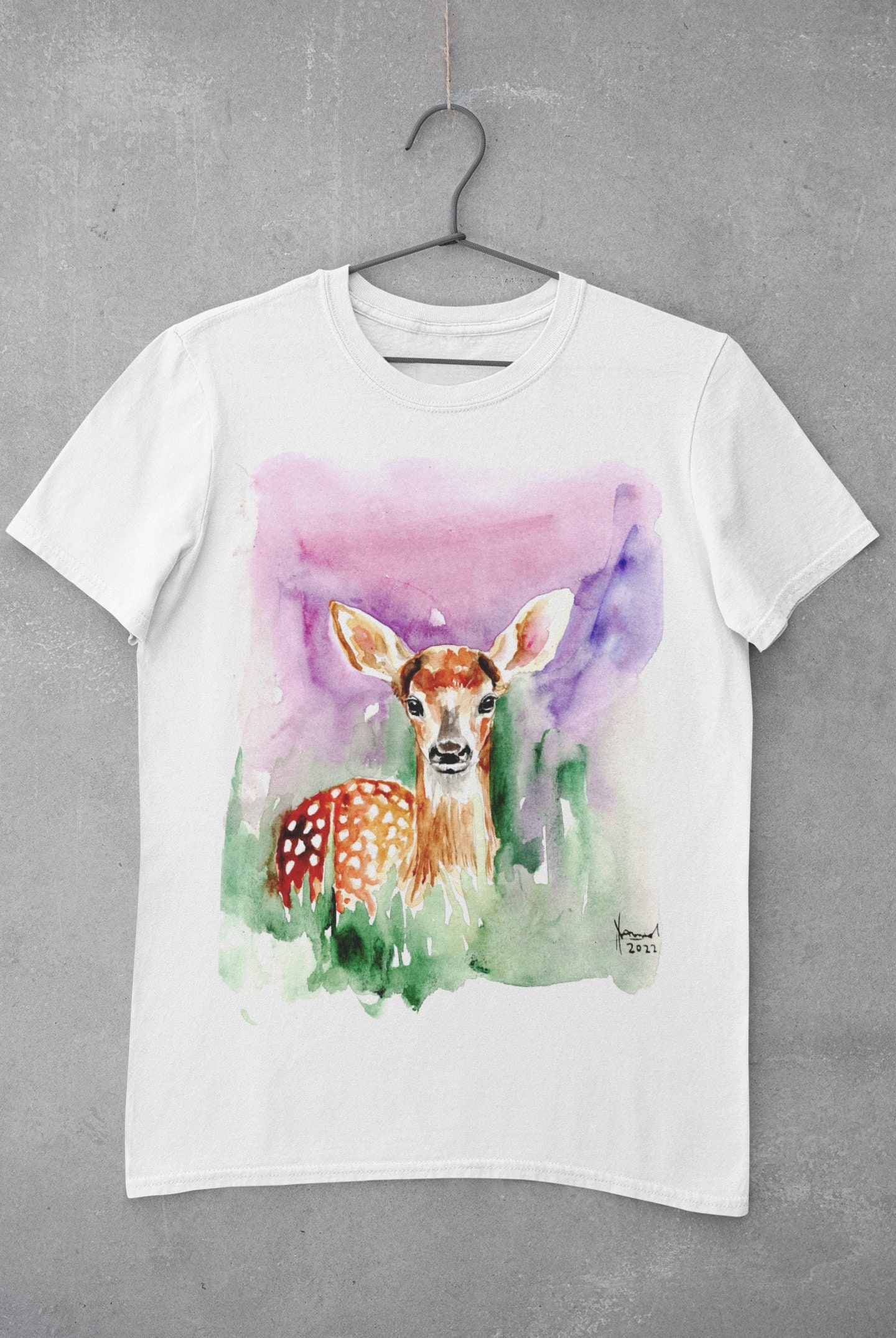 Doe T-shirt, Print T-shirt, Watercolor Print T Shirt, 100% Organic ...