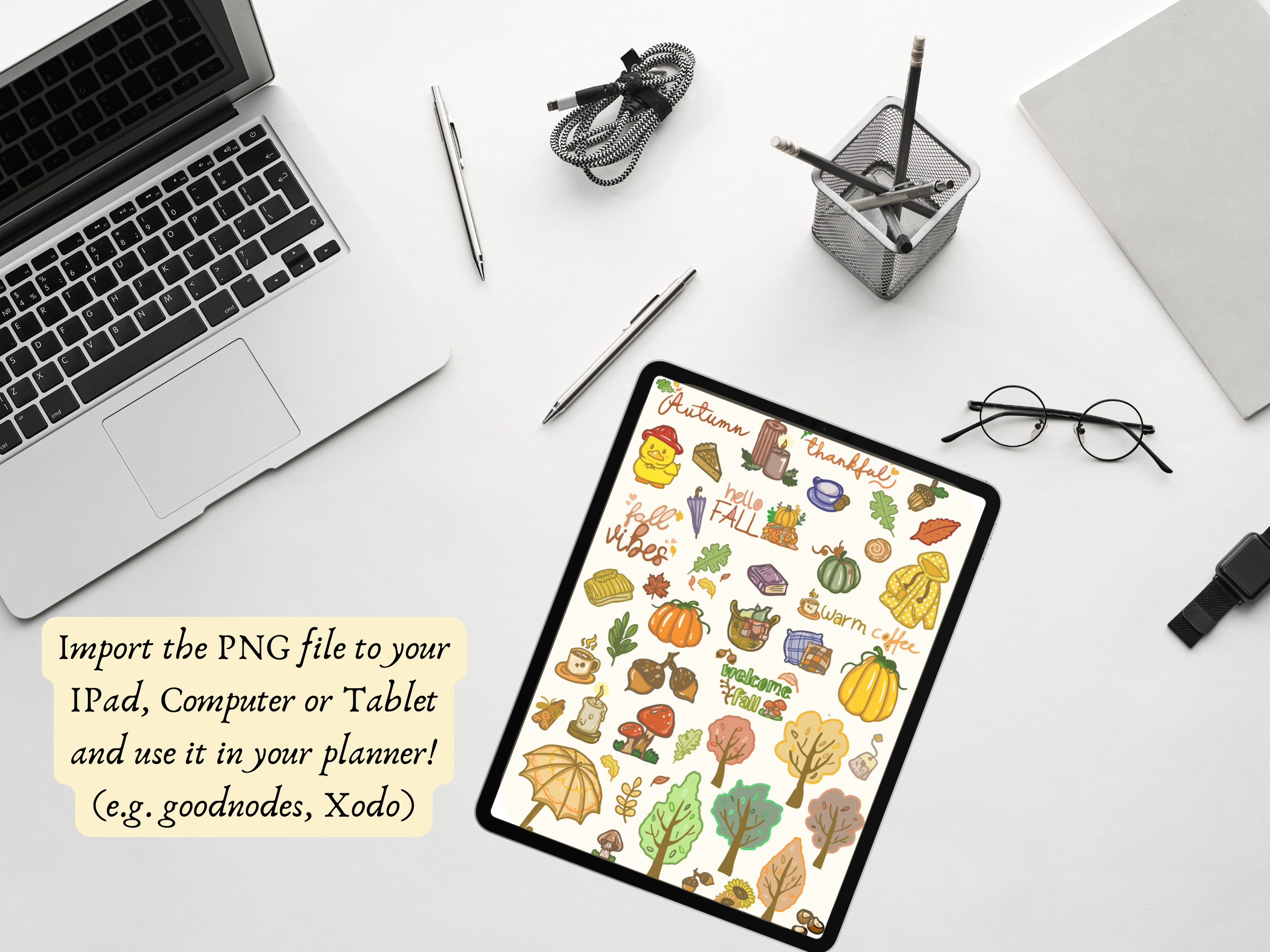 Cute Fall Digital Stickers Bundle Cute Digital Autumn - Etsy