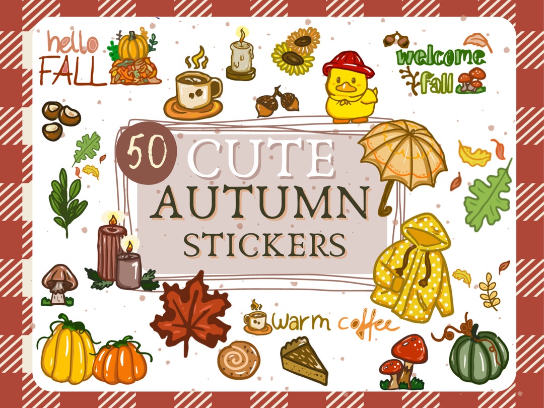 Cute Fall Digital Stickers Bundle | Cute Digital Autumn Sticker Png ...