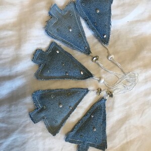 Vintage Denim Stuffed Christmas Ornaments, Set of 5pieces, Handmade ...
