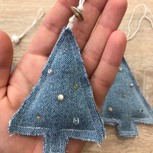 Vintage Denim Stuffed Christmas Ornaments, Set of 5pieces, Handmade ...