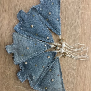 Vintage Denim Stuffed Christmas Ornaments, Set of 5pieces, Handmade ...