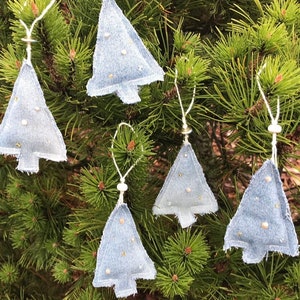 Vintage Denim Stuffed Christmas Ornaments, Set of 5pieces, Handmade ...