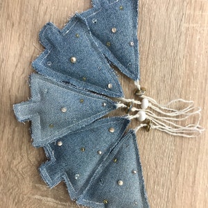 Vintage Denim Stuffed Christmas Ornaments, Set of 5pieces, Handmade ...