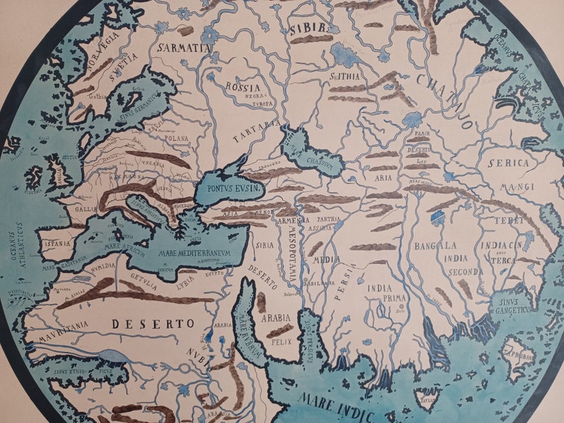 School Wall Map Antique Mappamondo Venezia Di Fra Mauro 1459 K ...