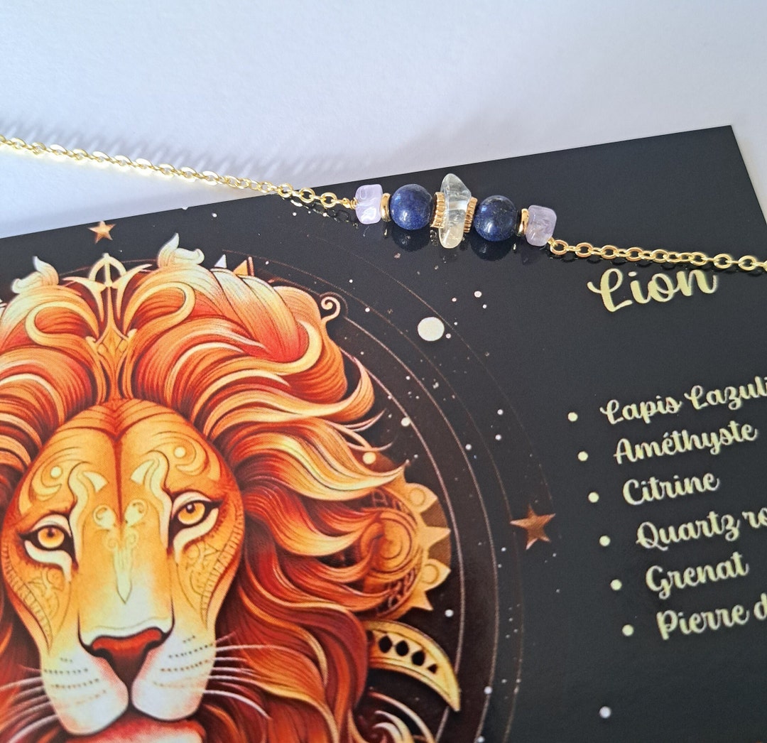 Bracelet astro Lion perles naturelles Bijou signe astrologique Bijoux ...
