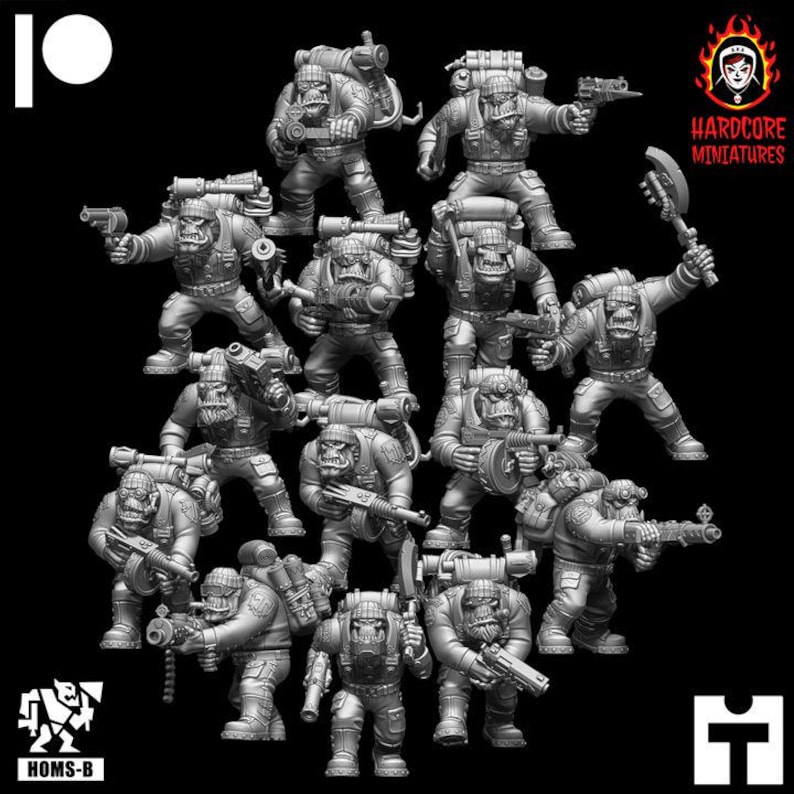 Modular Space Ork Kommandos by Hardcore Miniatures Suitable for Sci-fi ...