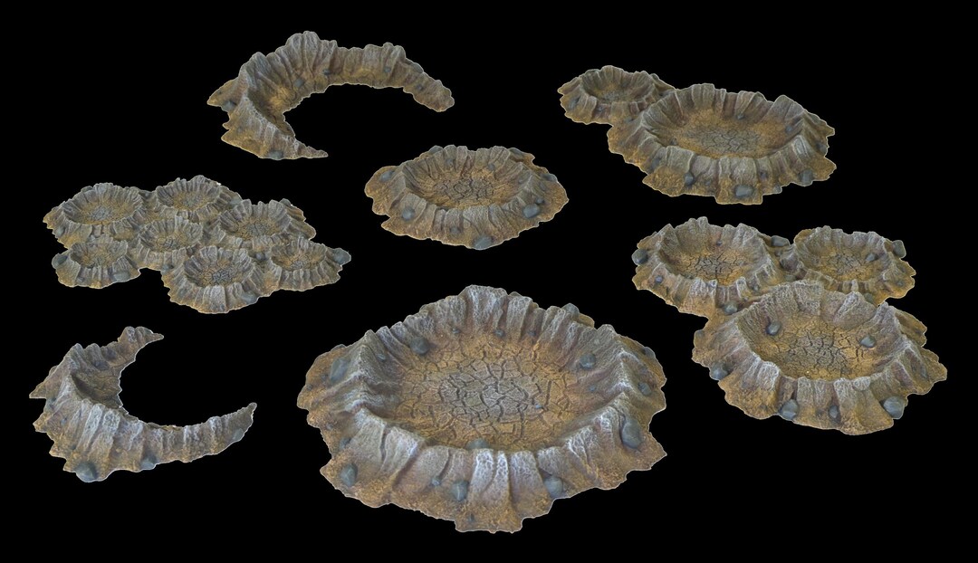 Blast Craters - Pack of 7 - 28mm Impact Craters Scatter Terrain Scenery ...