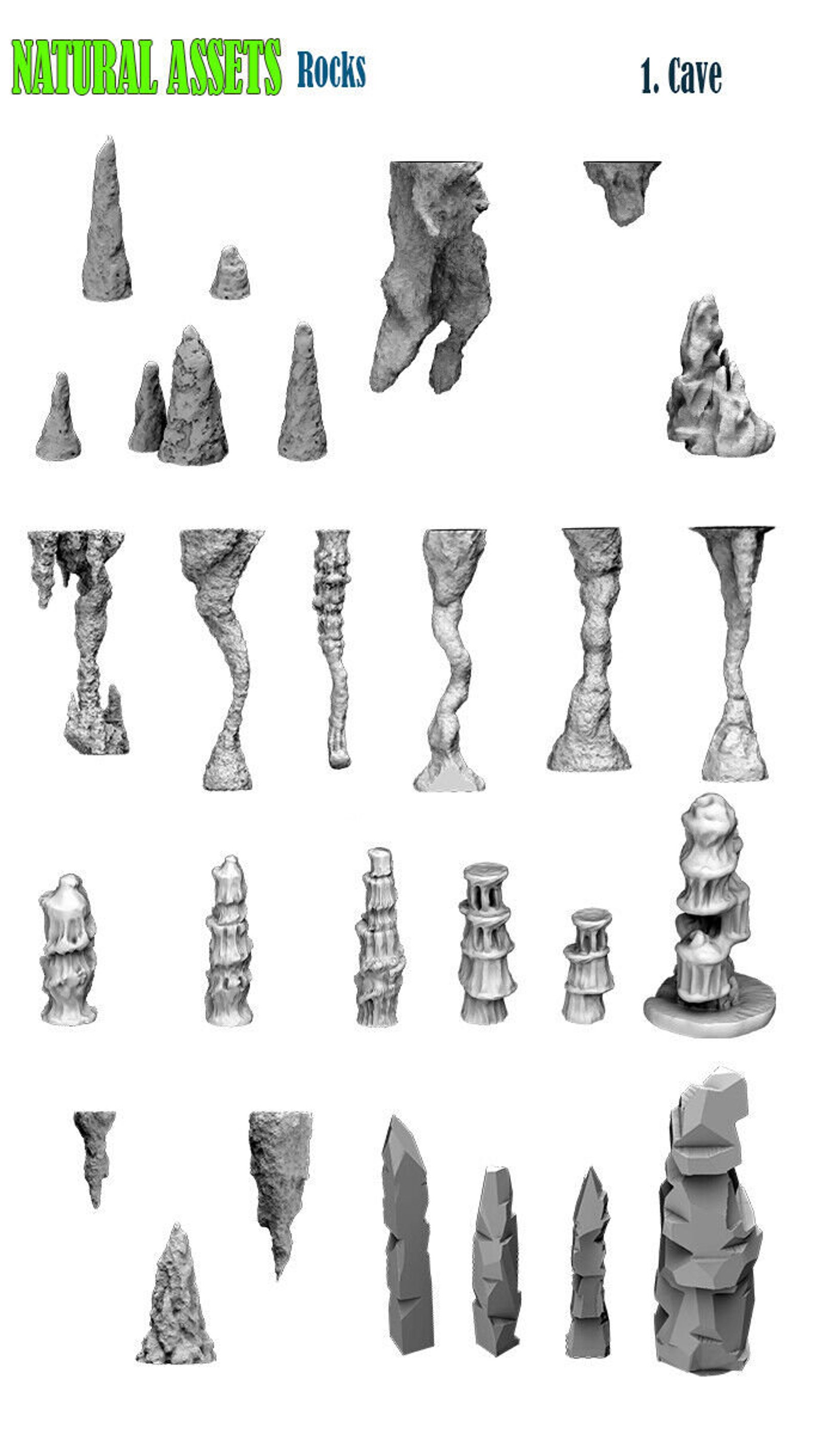 Rocks and Stalagmites/stalactites for Basing and Scatter for Wargaming ...
