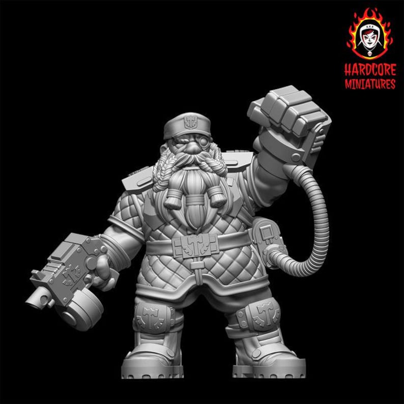 Space Dwarf Veterans Sergeant by Hardcore Miniatures for Sci-fi ...