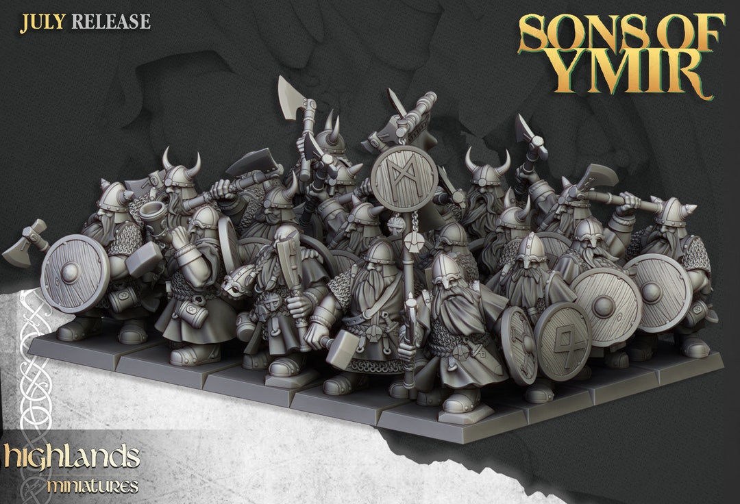 Dwarf Warriors With Axes & Shields for Fantasy Wargaming by Highland Miniatures - Etsy